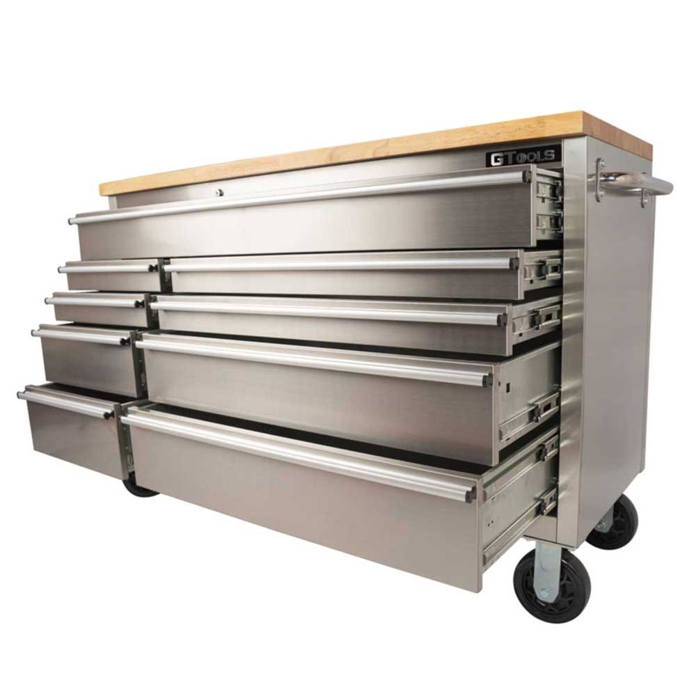 1.4M Stainless Steel Workbench, Mega Drawer Rolling Tool Chest ...